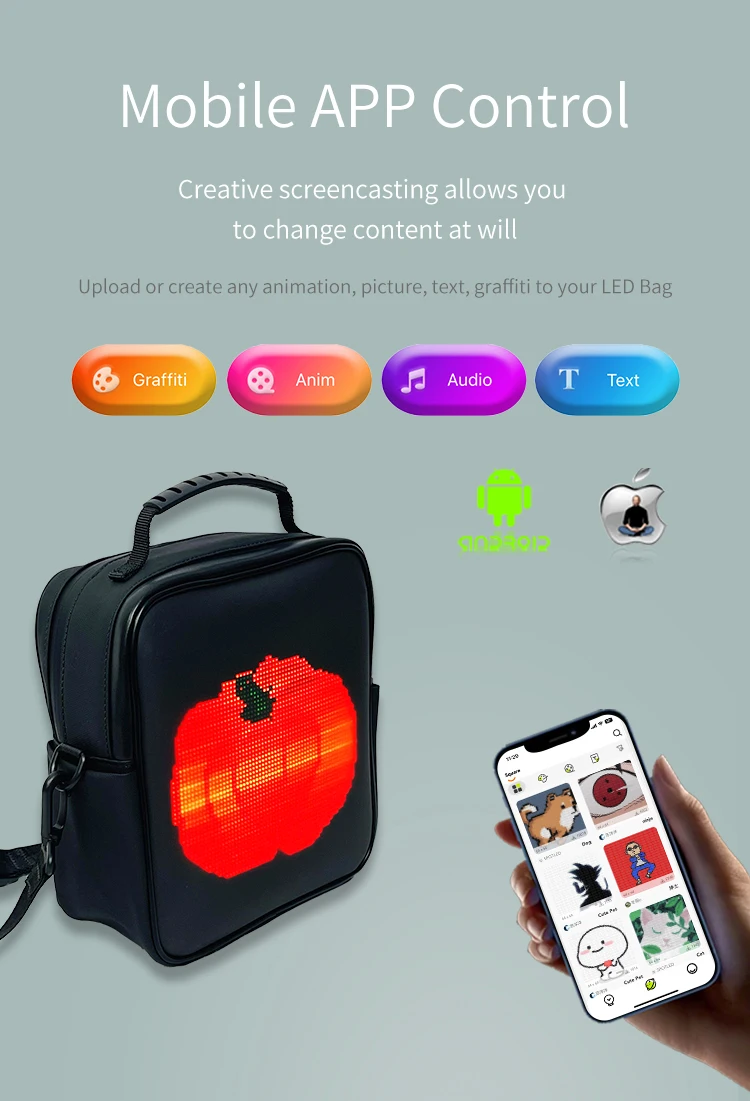 New Led Screen Bag Crossbody Waterproof Smart Animated Digital Led ...
