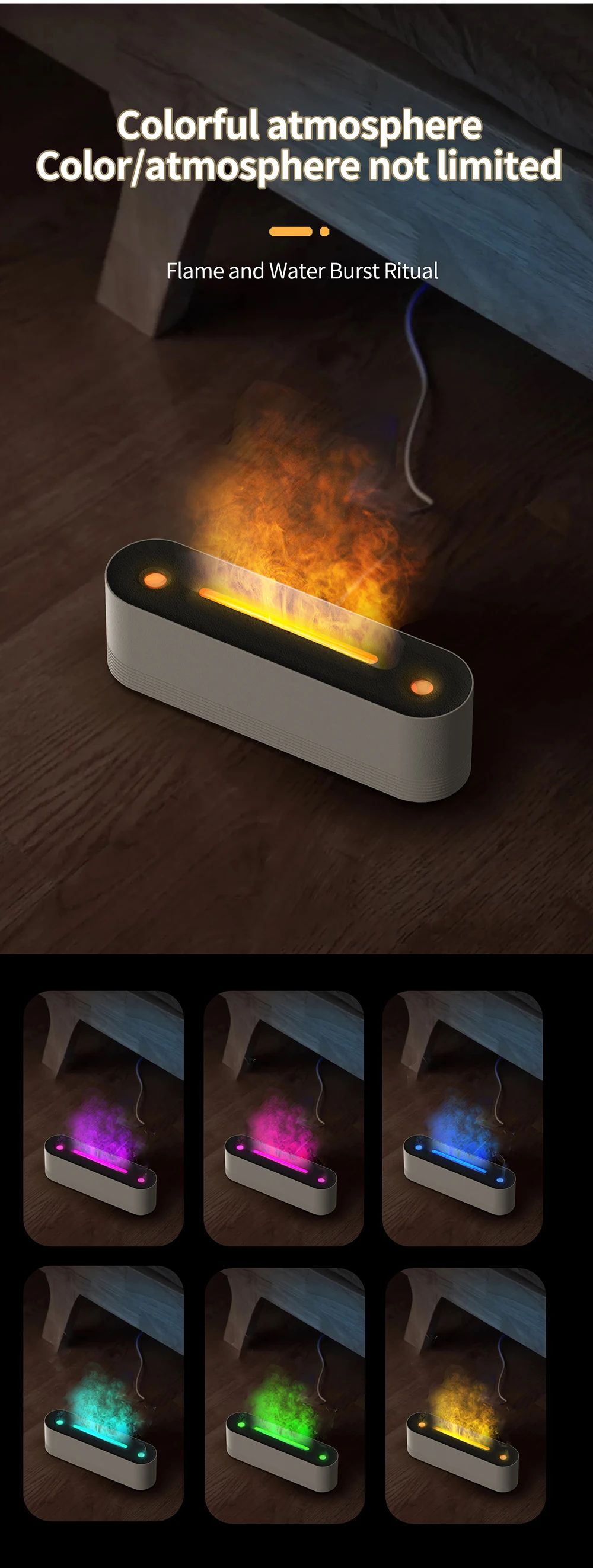 Smart Water Shortage Protection Orange Flame Aromatherapy Machine Fire ...