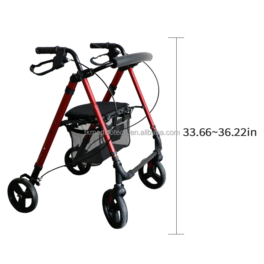 Foldable Aluminum Rollator With Hand Brake,Quick Release Rollator ...