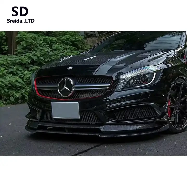 Carbon Fiber Front Bumper Canard For 2013-2016 Mercedes- Benz A Class ...