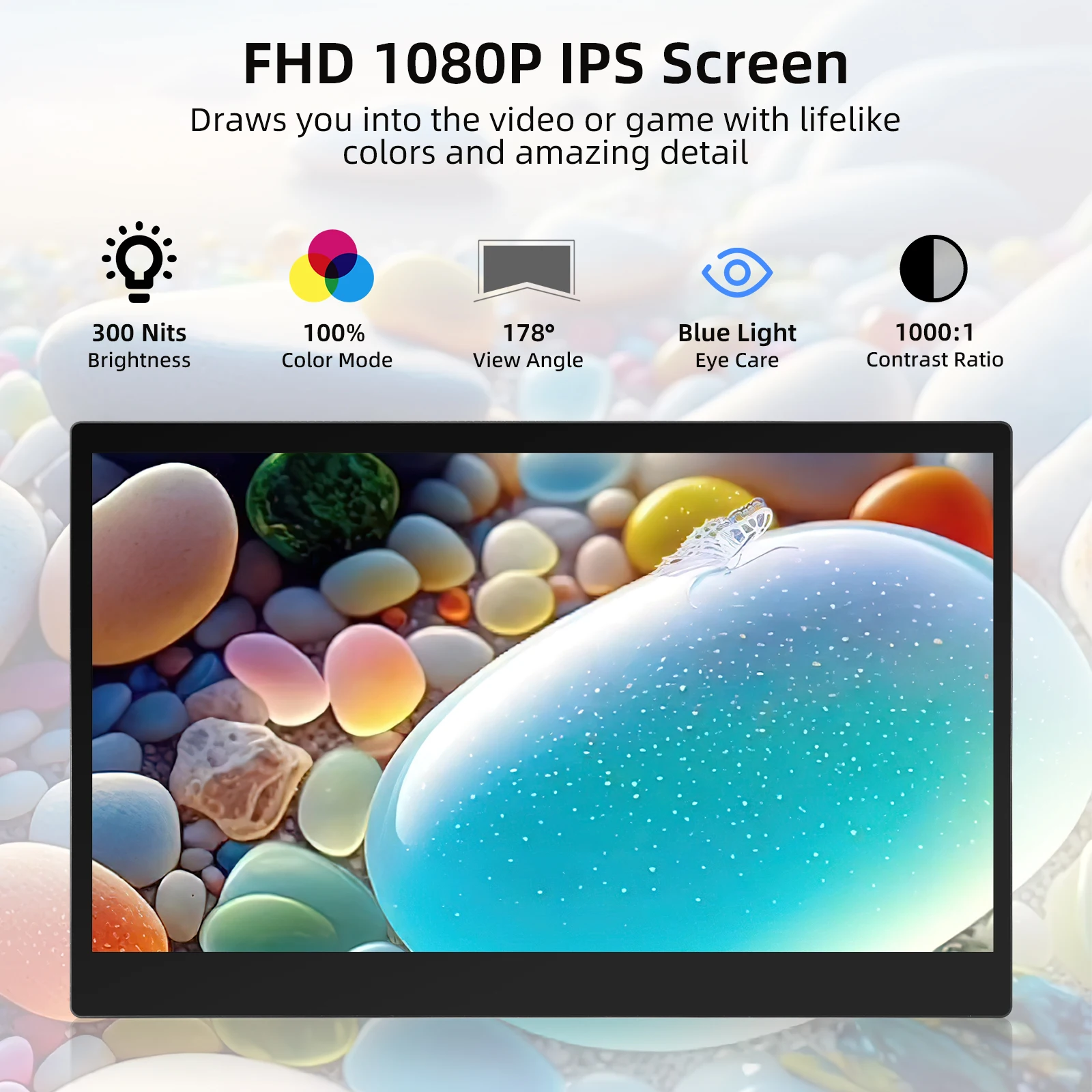 JSCSM 15.6 Inch Portable Gaming Monitor - Ultra-Thin Touch Screen with ...