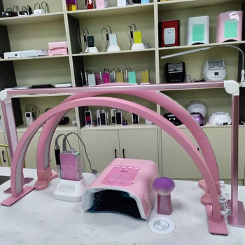 Pink Rhinestone Half Moon Nail Lamp Customize Logo Slim-line Led Table ...