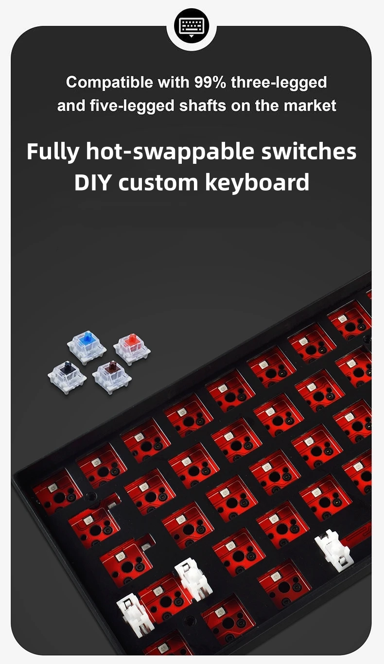 Hot Swap 60% Mechanical Keyboard Programmable 3 Mode Switches Keyboard ...