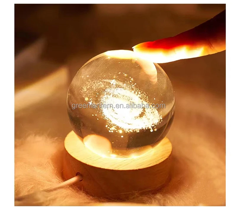 Crystal Ball Table Lamp - Modern LED Solar System Globe Light for ...