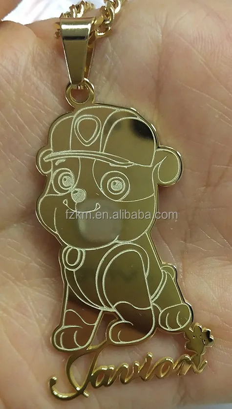 Custom Cartoon Character Necklace Kids Personalized Name Pendant ...