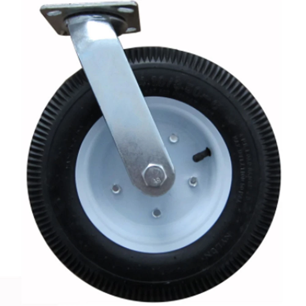 10 Inch Swivel Industrial Caster Pneumatic Wheel With White Metal Rim ...