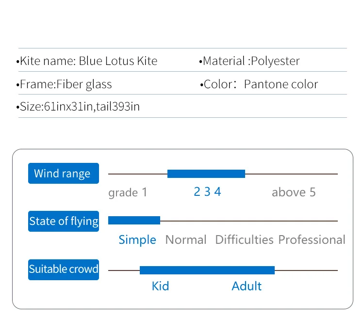 Blue Lotus Kite New Design Model Polyester Kite Fiberglass Frame ...