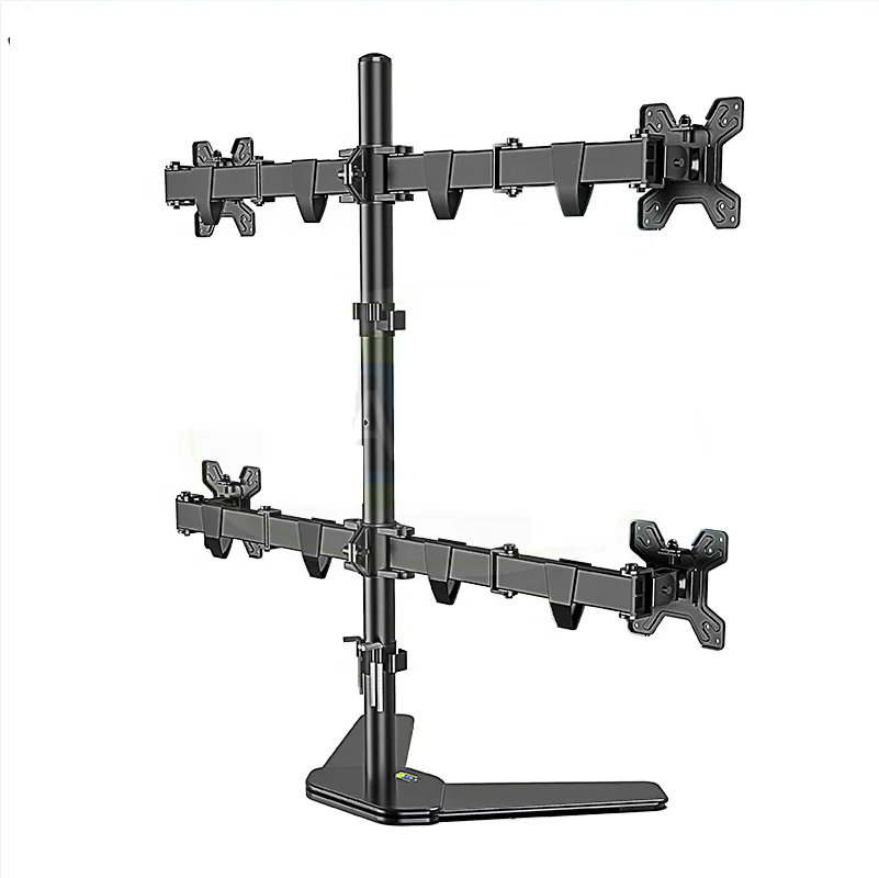 Height Adjustable Four Monitor Stand With Desk Clamp Full Articulation ...