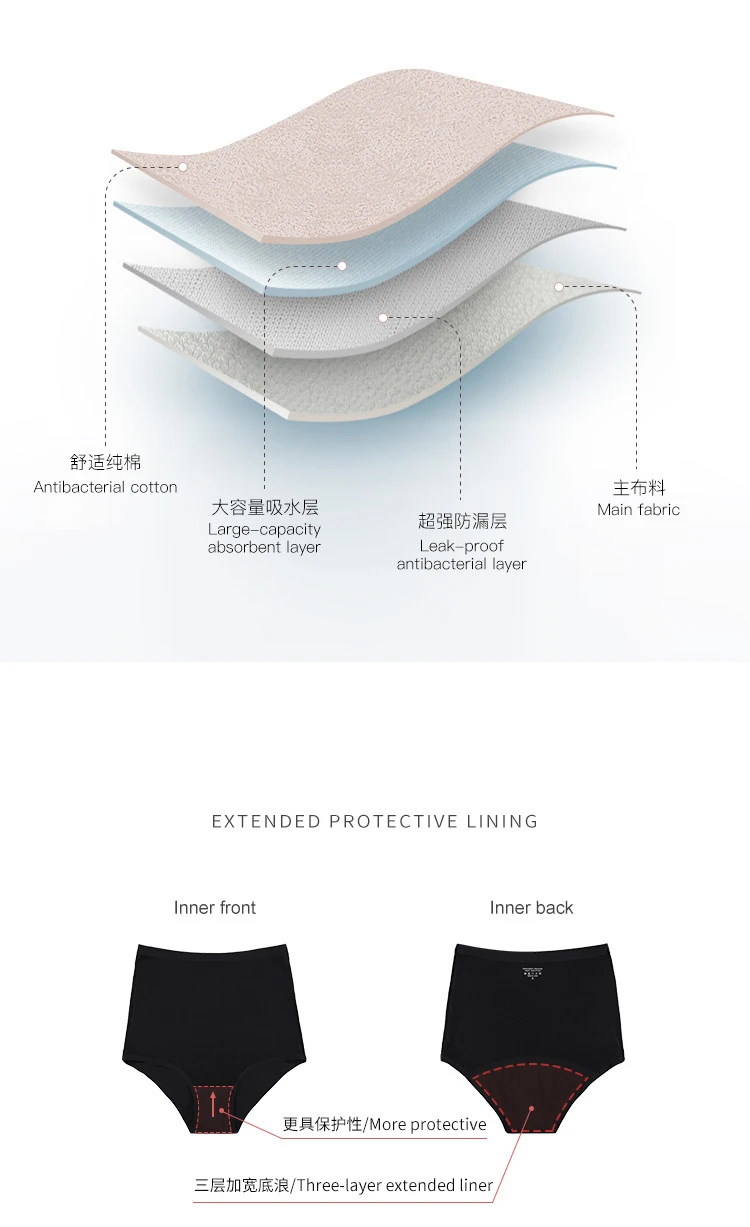 Woman 4 Four Layers Seamless Menstrual Panties Leak Proof Physiological Underwear Postpartum ...