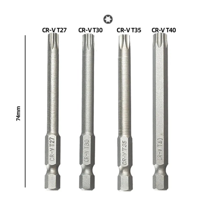 50pcs Extra Long Reach Bit Set 75mm Security Screwdriver Bits Torx Star Hex Square Spanner Bit ...