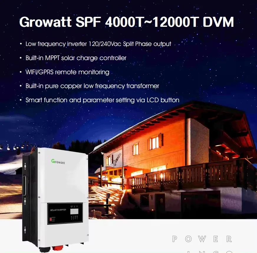 Growatt SPF 12000T DVM 12KW 10KW 8KW Split Phase 120/240v off Grid Inverter for Home Solar ...