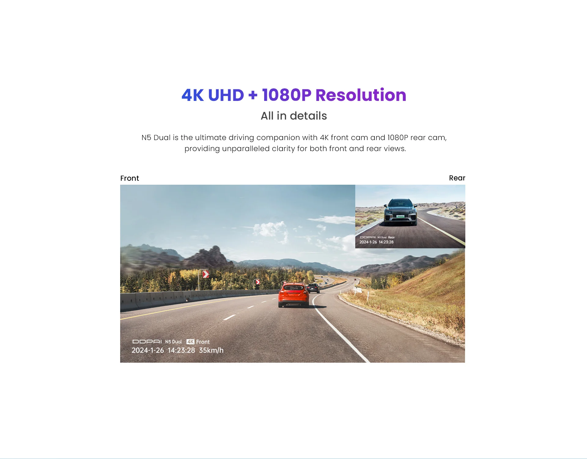 DDPAI N5 Dual 4K Ultra HD Dash Cam with GPS, Wi-Fi & Night Vision for ...