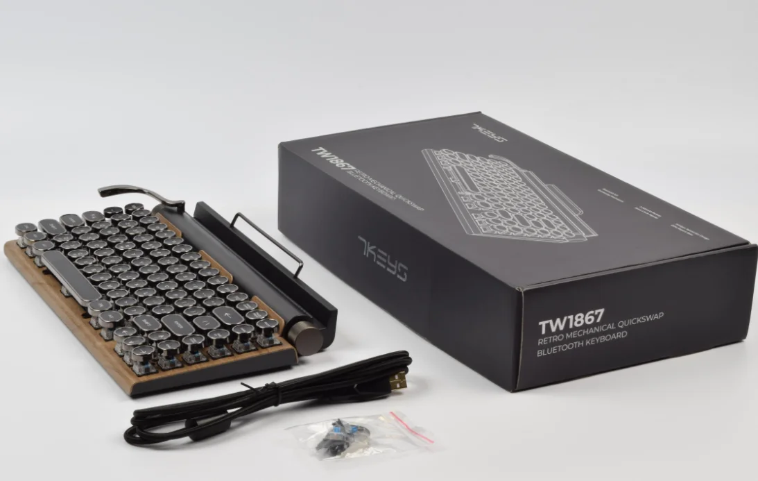 Retro Typewriter Wireless Mechanical Keyboard Punk Keycap Cyan Axis ...