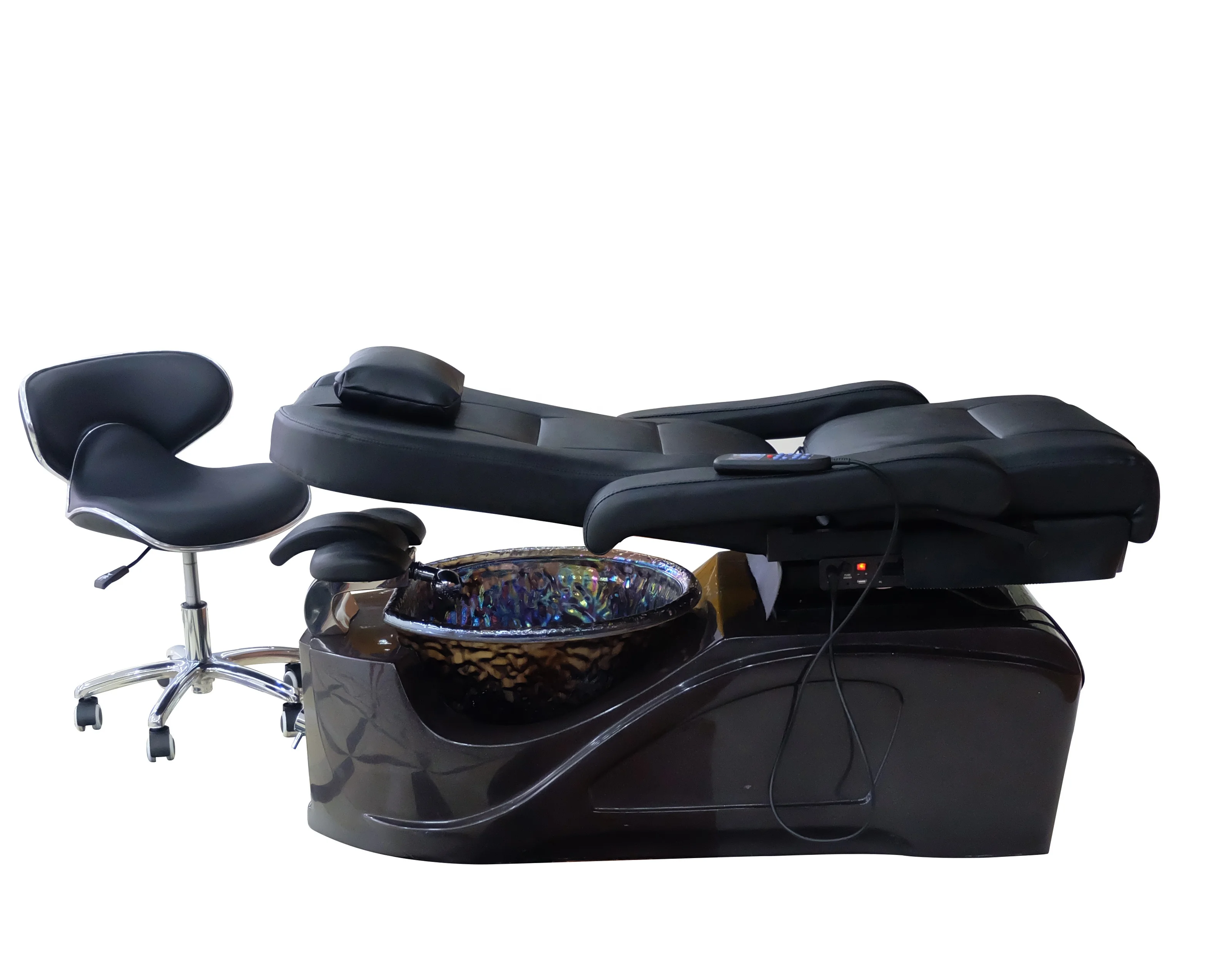 Modern Nail Salon Furniture Full Flat Recliner And Swivel Black ...