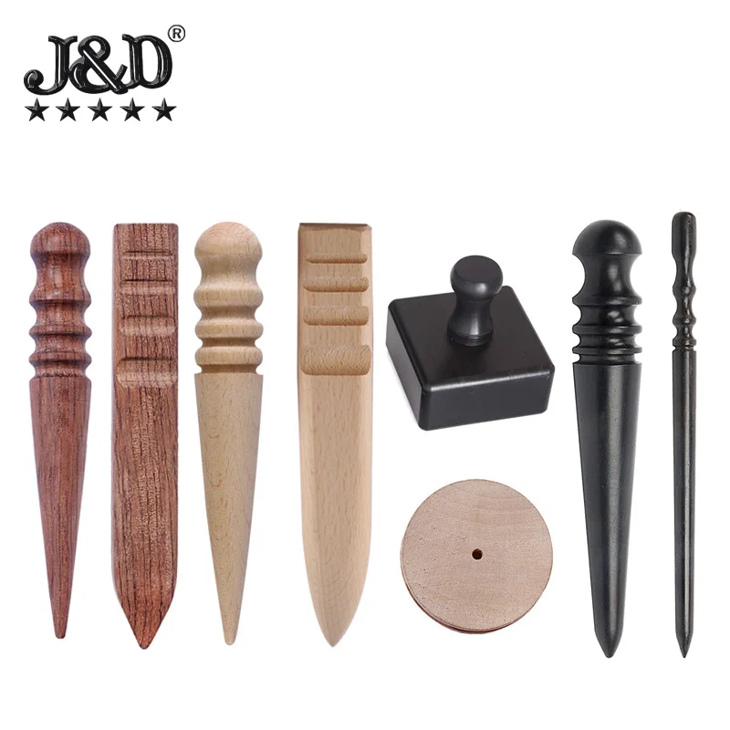 Ebony Beech Rosewood Polished Round Stick Trimmed Leather Bar Polishing ...