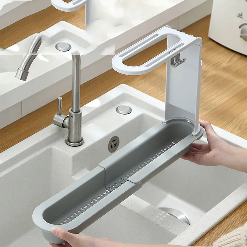 Telescopic Sink Drain Basket Plastic Kitchen Adjustable Sink Storage ...