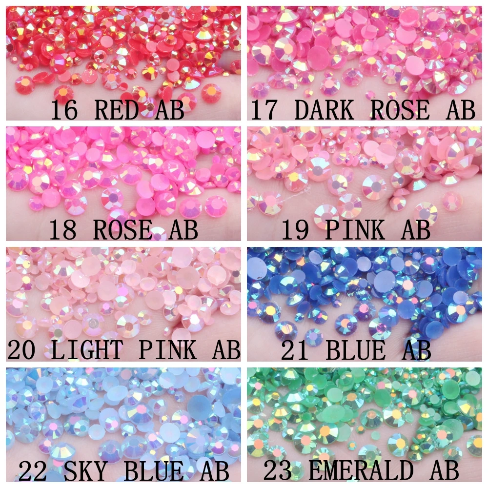 Clear AB Jelly AB Colors 50000pcs 4mm 3D Nail Gems Flatback Round Glue ...