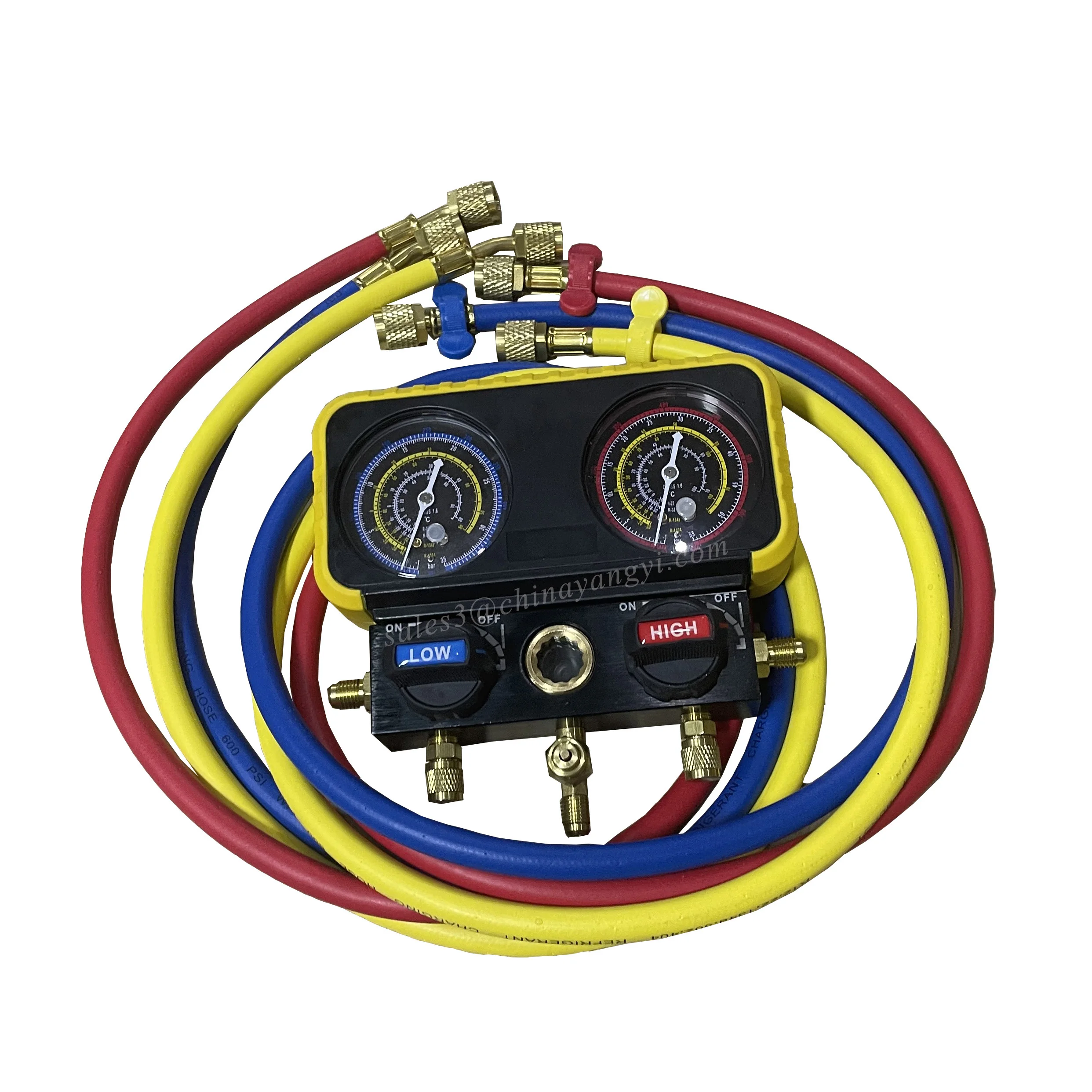 Hvac Ball Valve 2 Way Manifold Gauge Set Pressure Manometer For ...