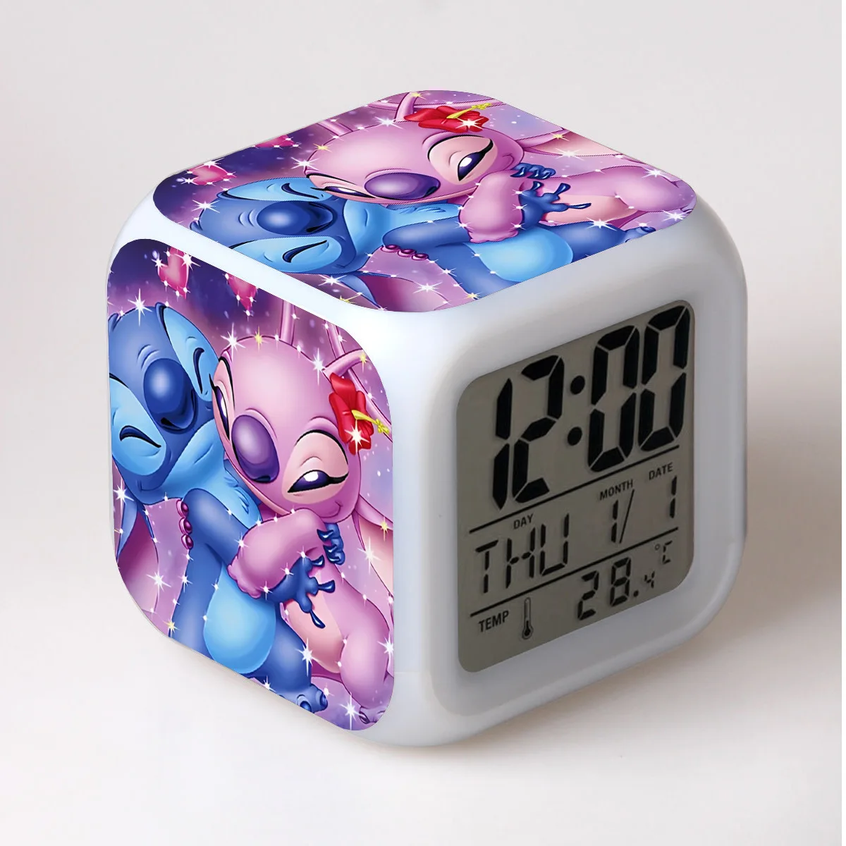 Stitches Kids Night Glow Bedroom Clocks Color Changing Projection Alarm ...