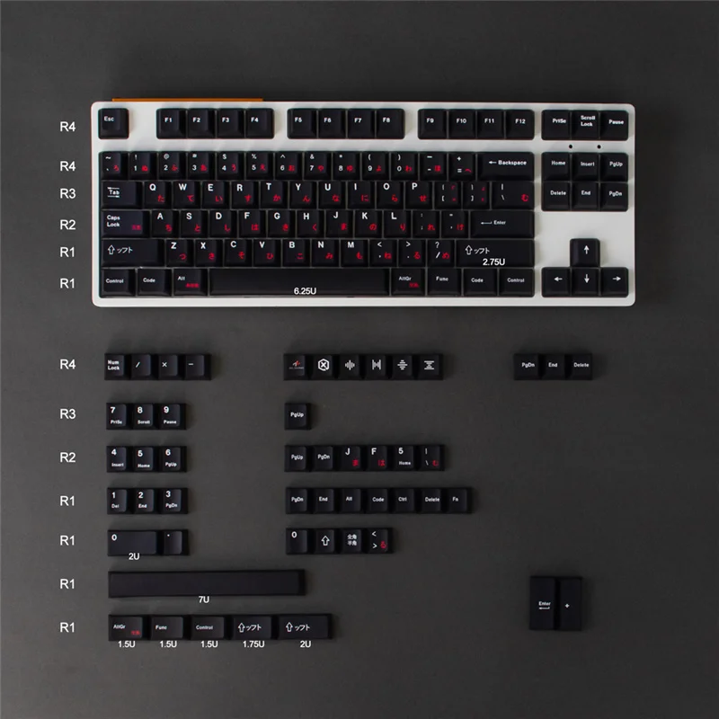 Gmk Wob Red Cyrillic Pbt Keycap Sublimation 137 Keys Cherry Profile For ...
