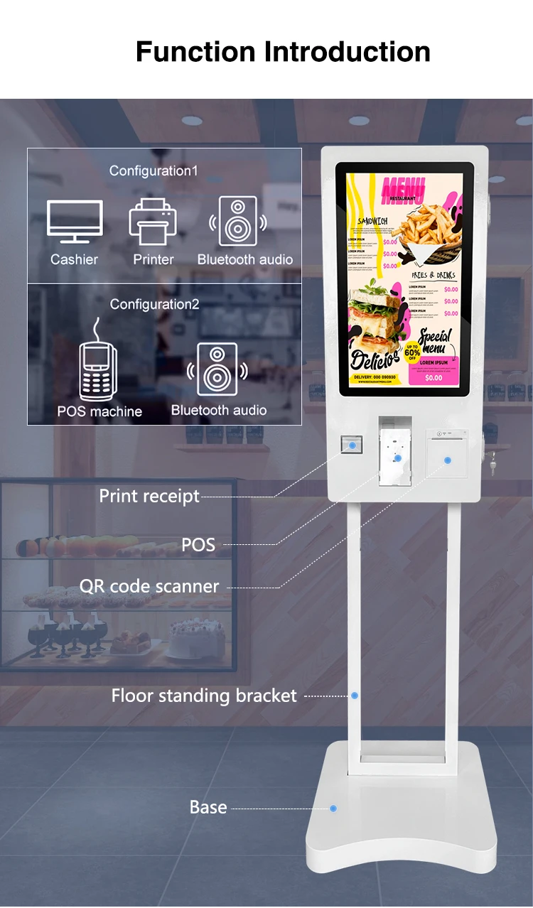 24 Inch Interactive Self Service Payment Automatic Touch Screen Kiosk ...