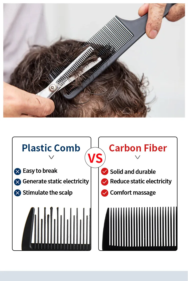 Salon Beauty Home Use Anti Static Hair Strength Comb Carbon Fiber Hair ...