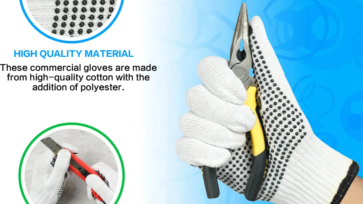 Wholesale Pvc/dotted/dots Glove Safety Work Guante White Cotton Knitted ...