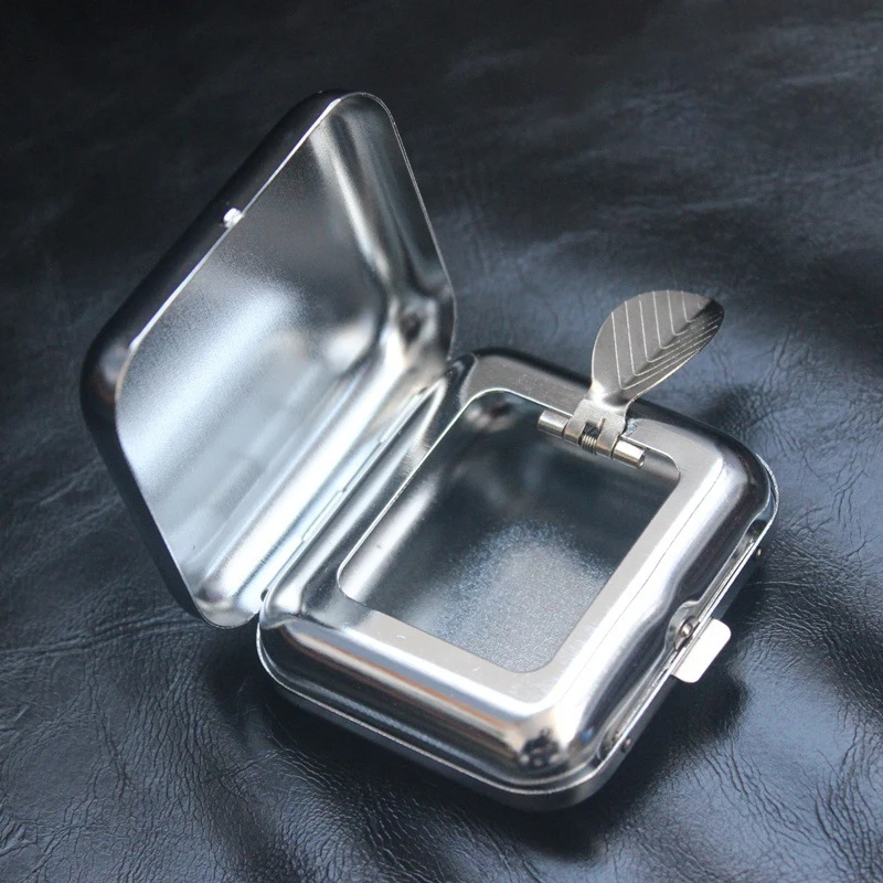 Customized Mini Square Pocket Cigarette Ashtray Tin Metal