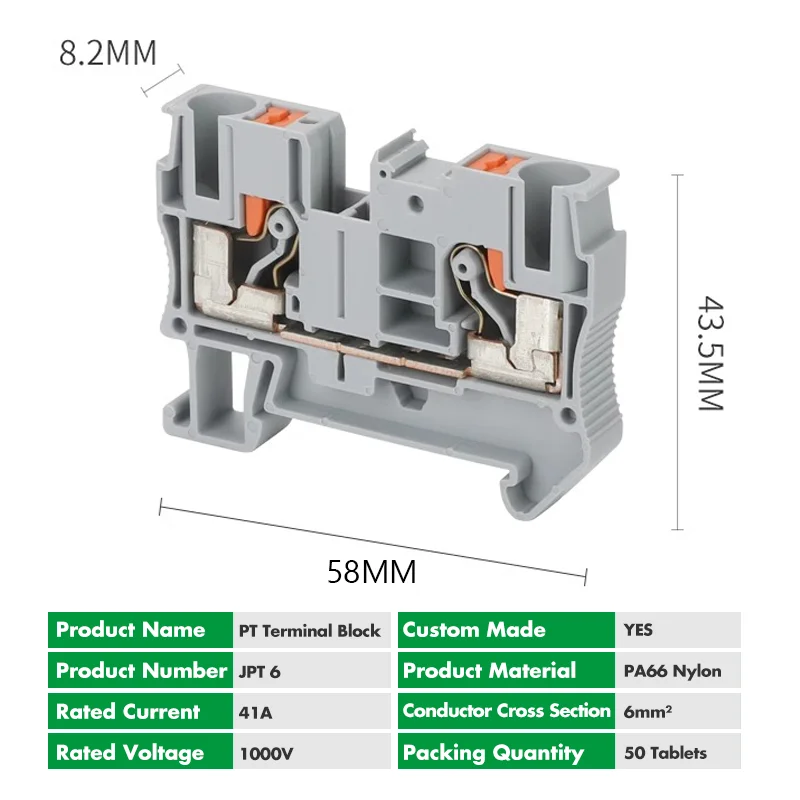 PT-6 Terminal Block Fast Wiring Arrangement Connector Push in Din Rail ...
