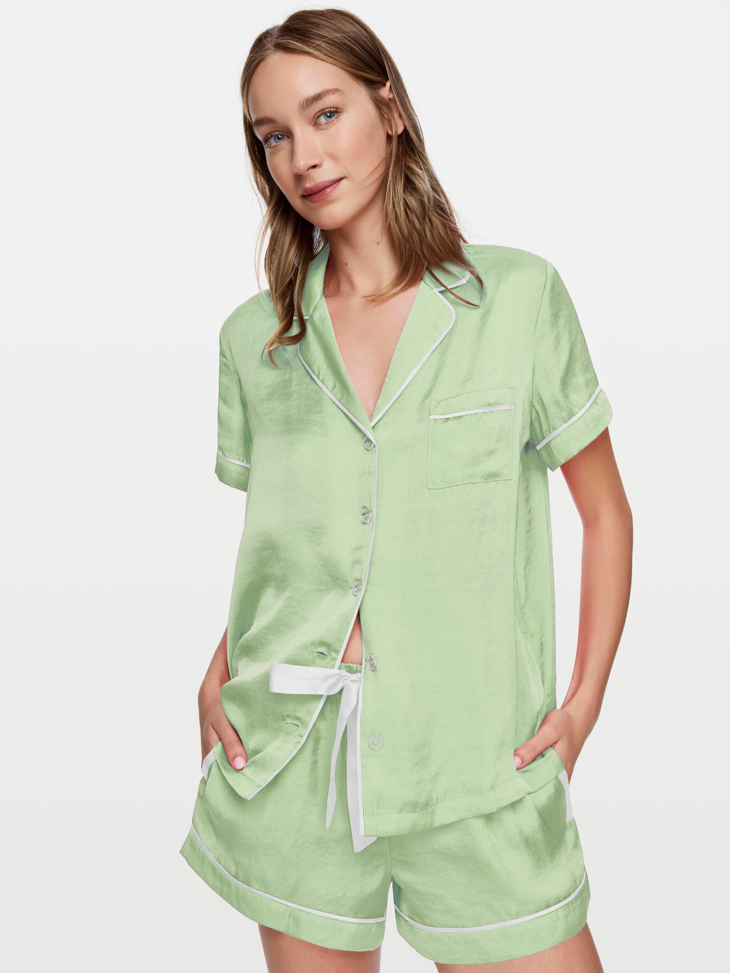 Ebest Custom Logo Woman Luxury Pajama Silk Satin Pj Pjs Sets Sleepwear ...