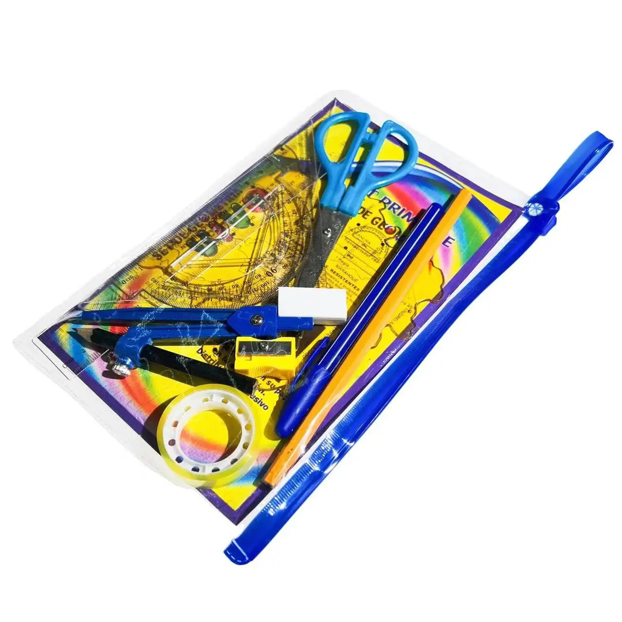 12 Pcs Math Geometry Set Transparent Pvc Stationery Compass Drawing Set ...