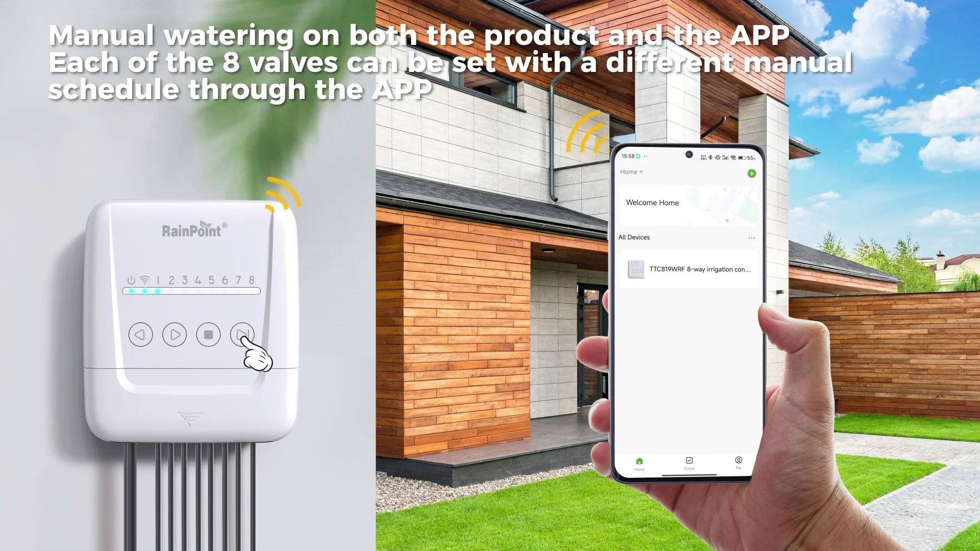 8 Channels Water Valve Connection Controller Mobile Phone Wi-fi Smart Control Irrigation ...