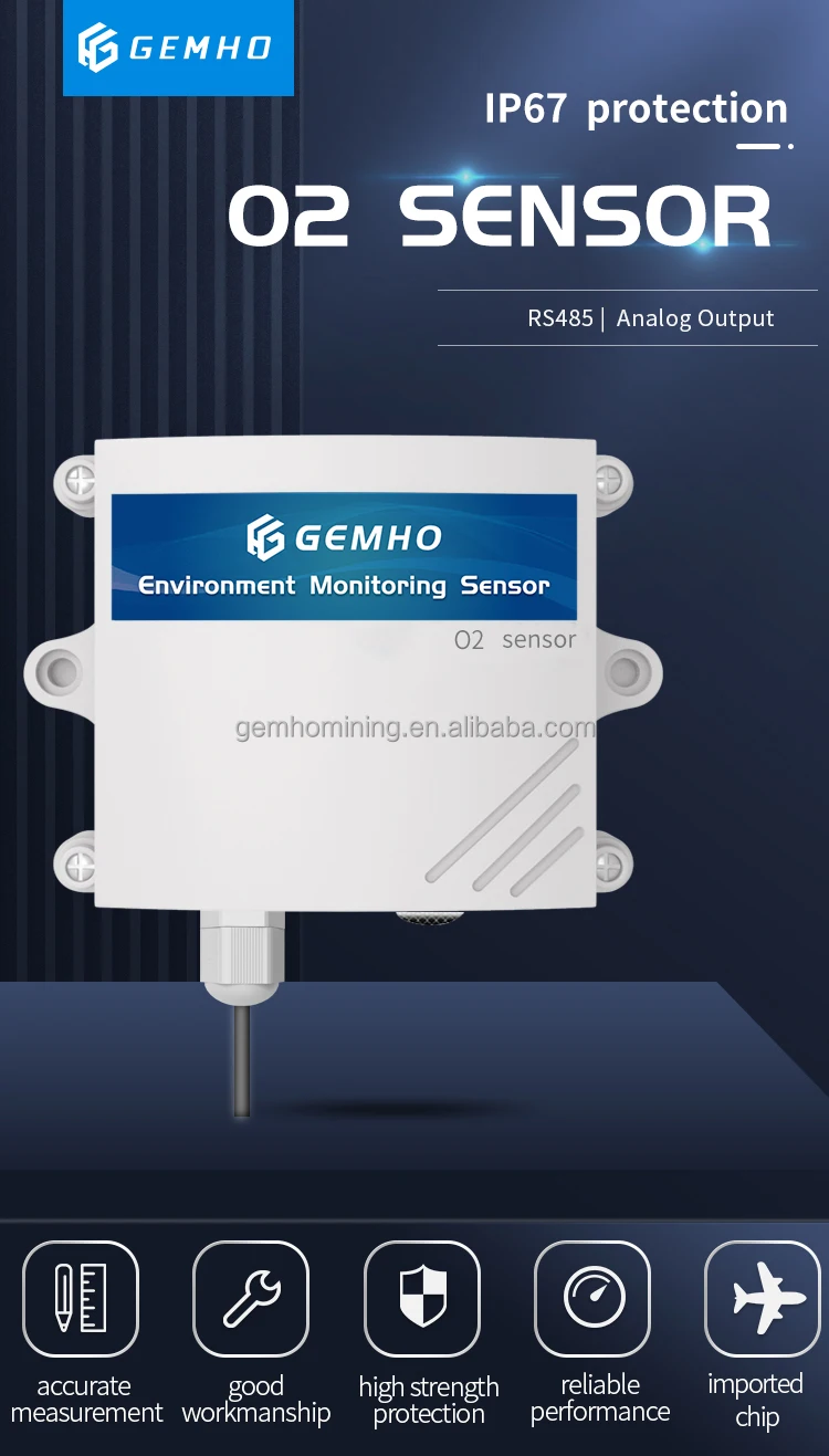 Rs485 Air Industrial Sensor Oxygen Gas Detector Wall-mounted Smart ...