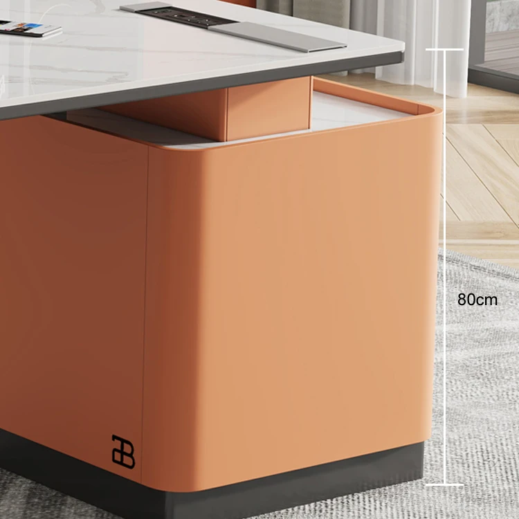 Modern Executive Office Desk Sintered Stone Top Computer Table with ...