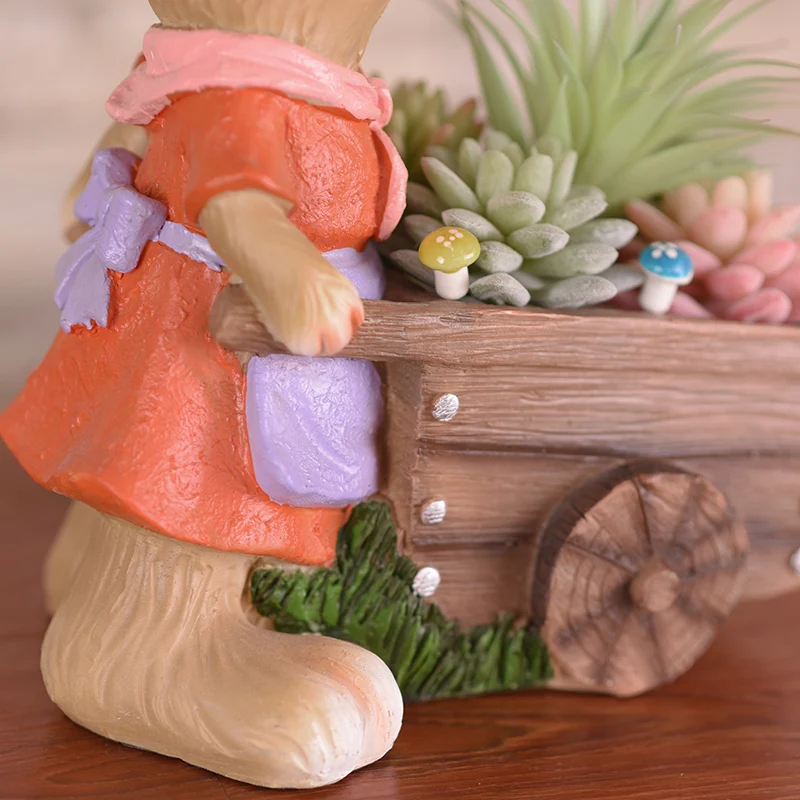 Garden Ornament Rabbit Shaped Plant Pot Resin Craft Outdoor Decor ...