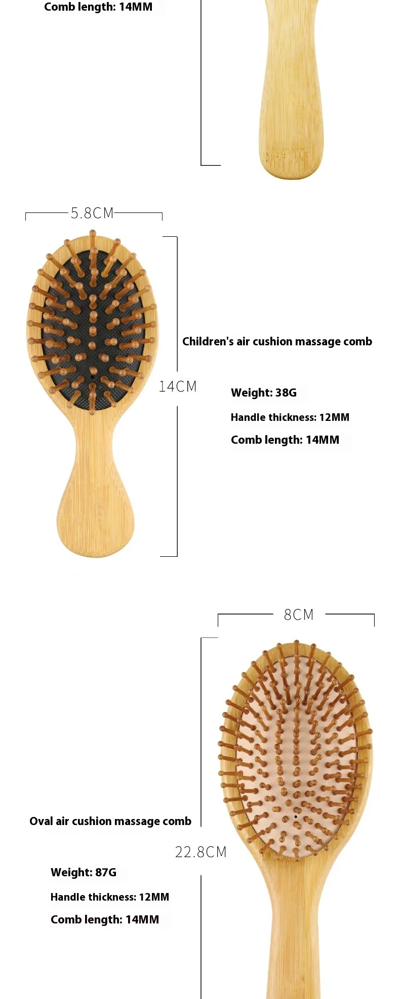 6-Piece Set of Smooth Bamboo Wooden Wide-Tooth Tail Combs Custom Logo ...