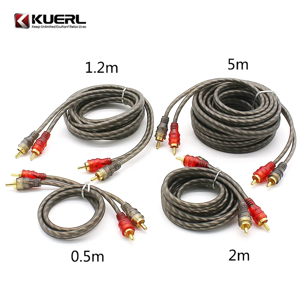 Wholesale kuer ofc audio signal cable high quality car audio RCA cable amplifier RCA connector 3m RCA cable for car