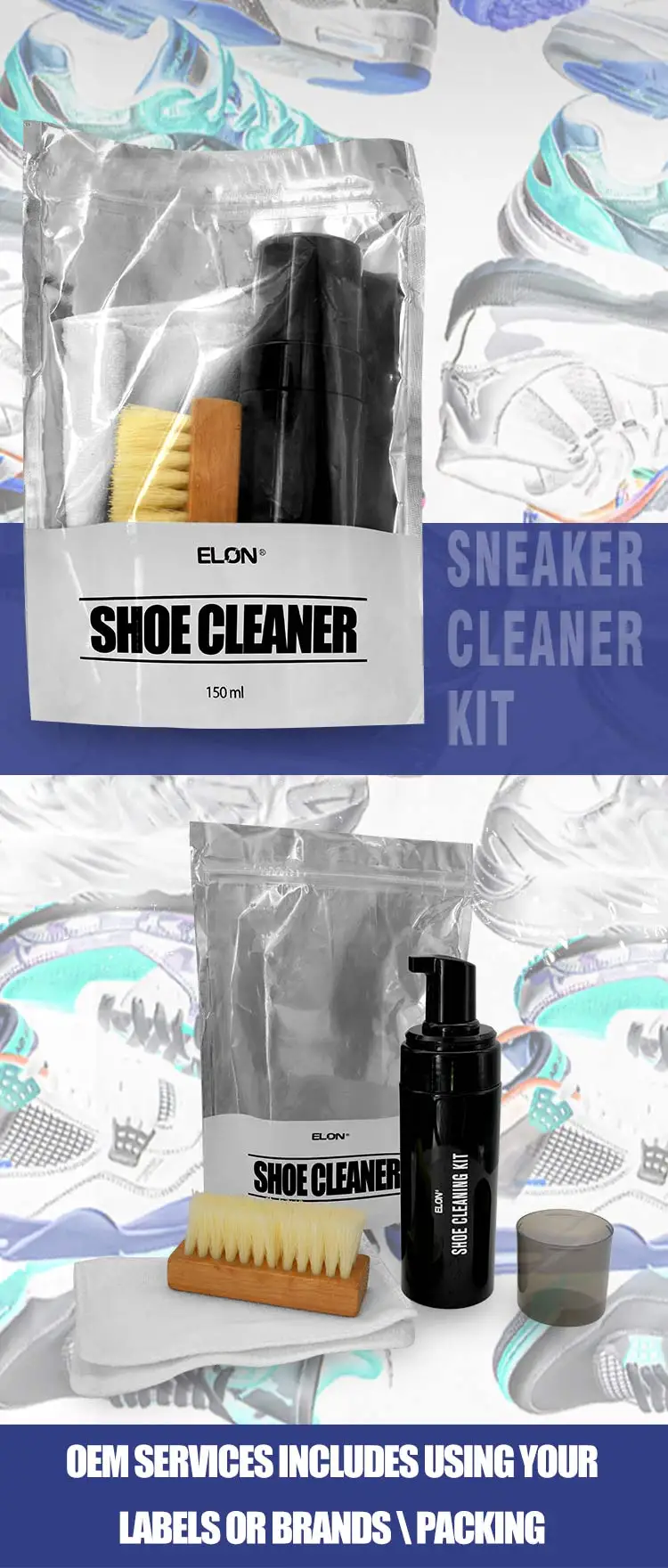 Custom Logo Packaging - Shoe Cleaning Kit - 150ml Bottle
