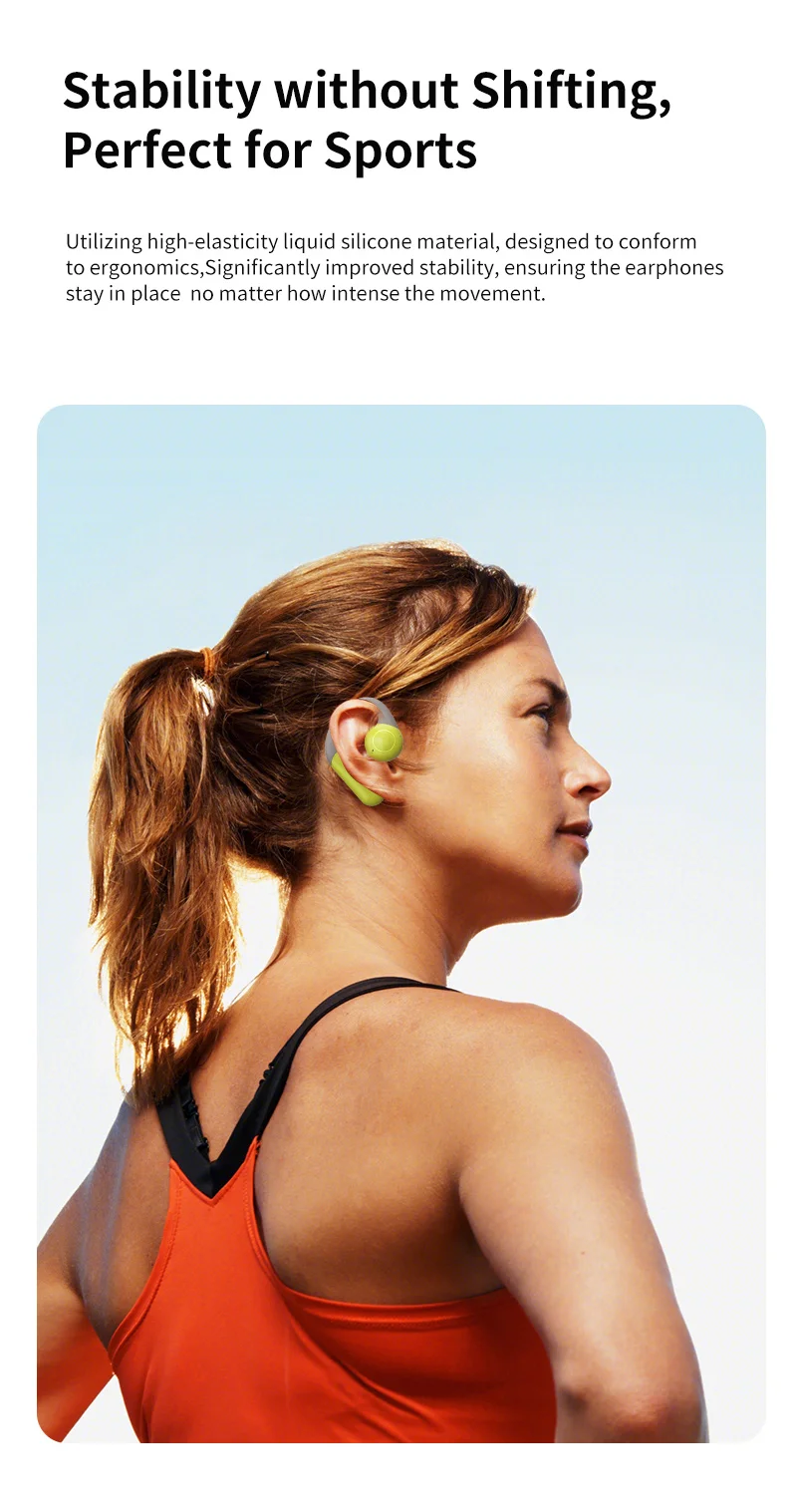 True Open Ear Headphones With Digital Display 16mm Driver HIFI Stereo ...