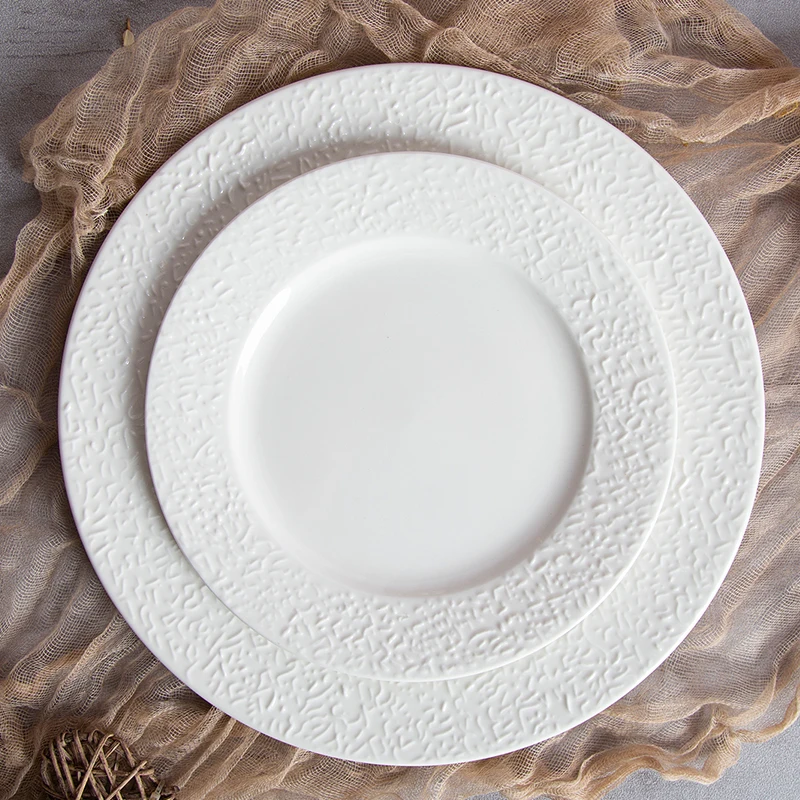 Wholesale Restaurant Hotel Party Embossed Porcelain Dinner Plates ...