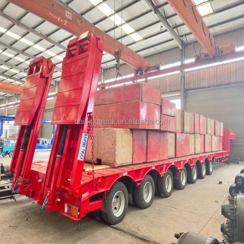 7-Axle Low Flatbed Semi-Trailer by Chinese Factory 100-120 Tons ...