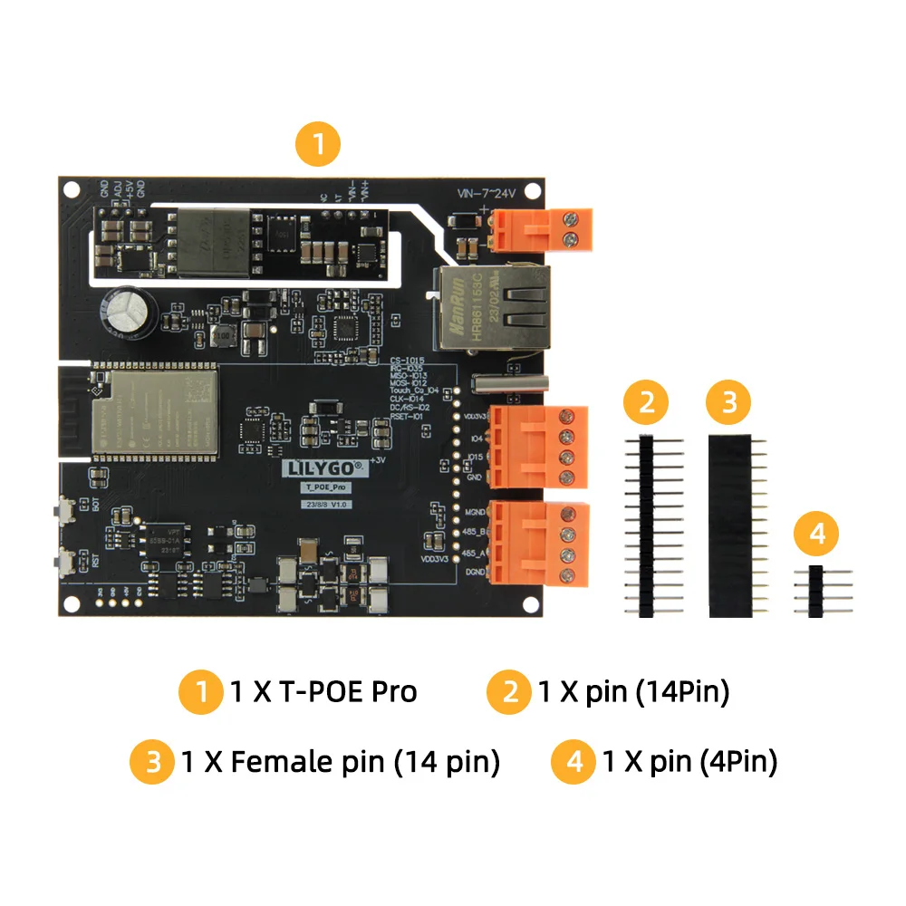 Lilygo T-poe-pro Esp32 Programmable Development Board Esp32-wrover-e + Lan8720 Ethernet + Rs485 ...