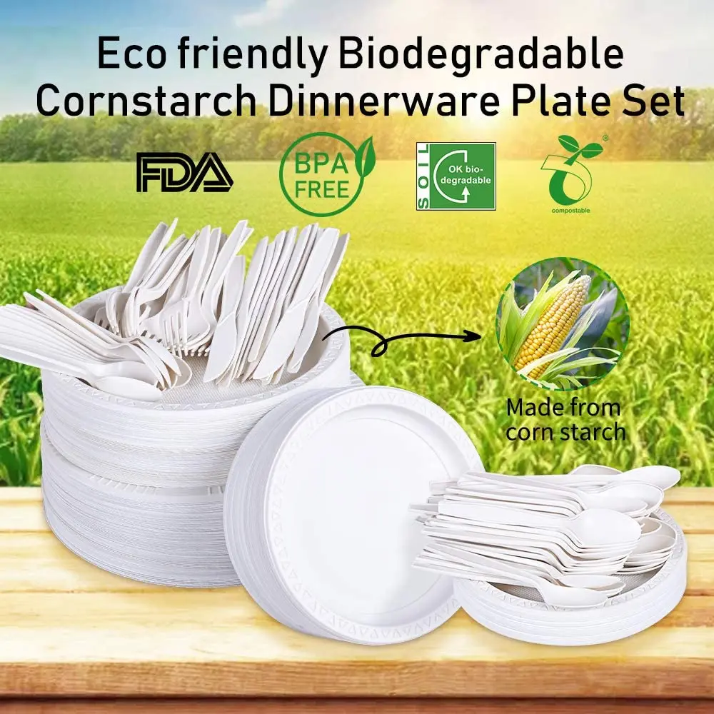 172 Pieces Compostable Eco Party Set Serves 20 Guests Eco-friendly ...