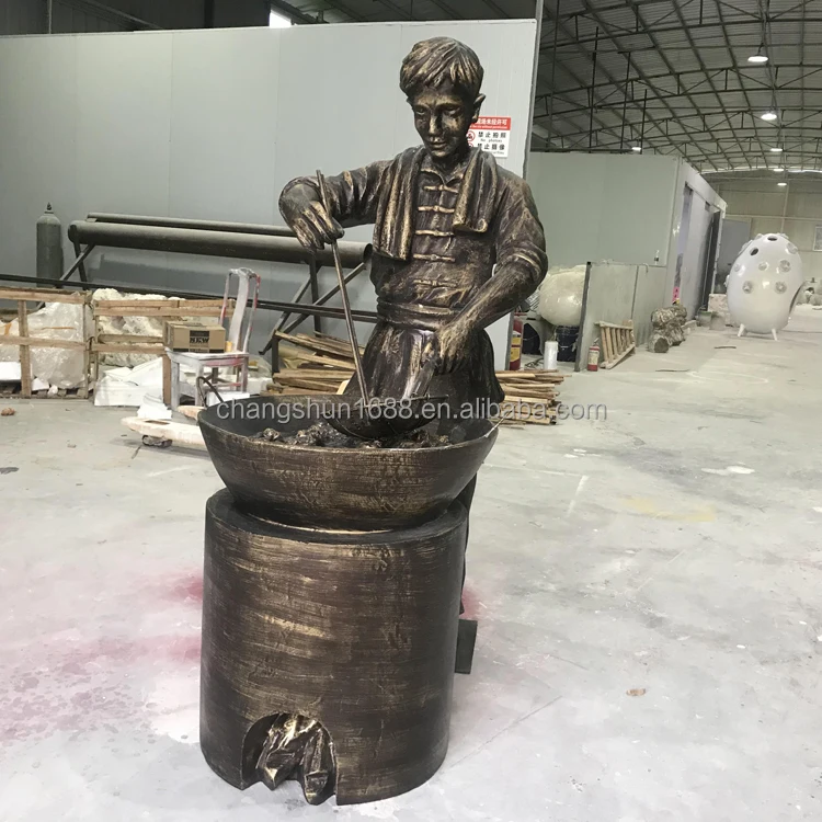 Antique Copper Stinky Tofu Figure Sculpture Restaurant Welcome ...