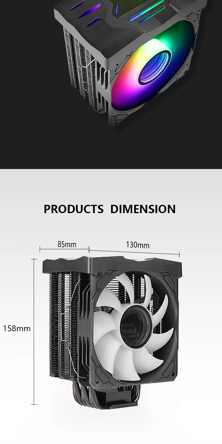 Black Color Gaming Computer Tower with ARGB CPU Cooler