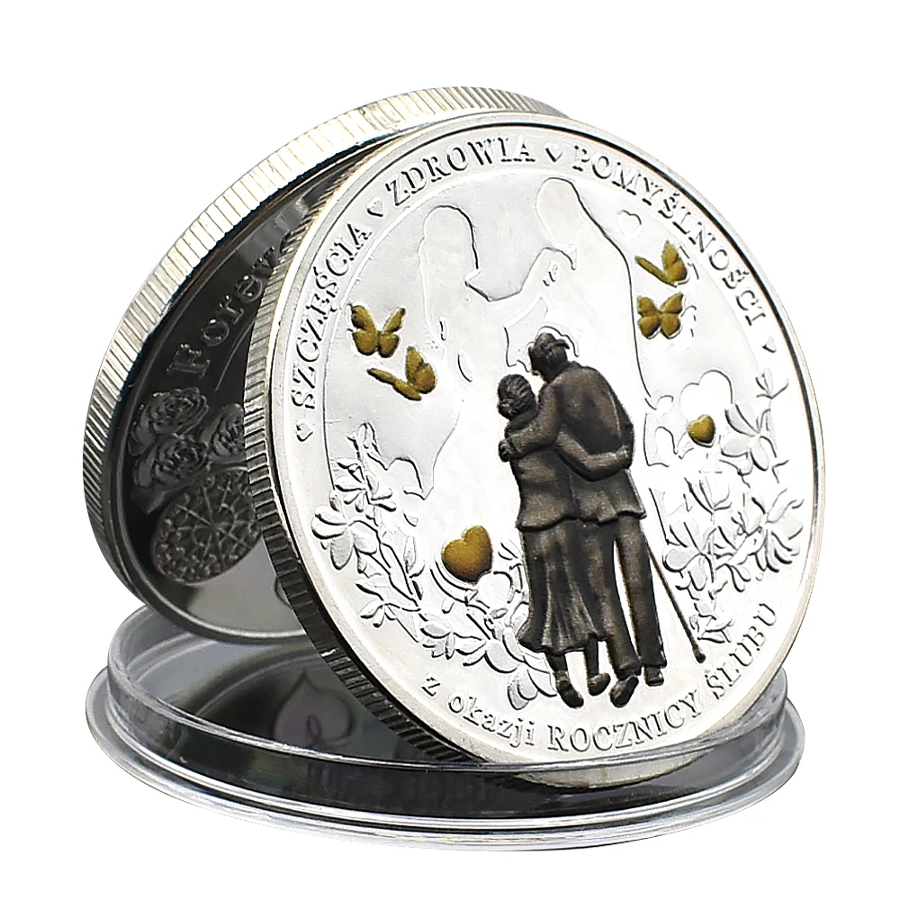 Forever Love Silver Coin Wedding Anniversary Happiness Medal Valentine ...