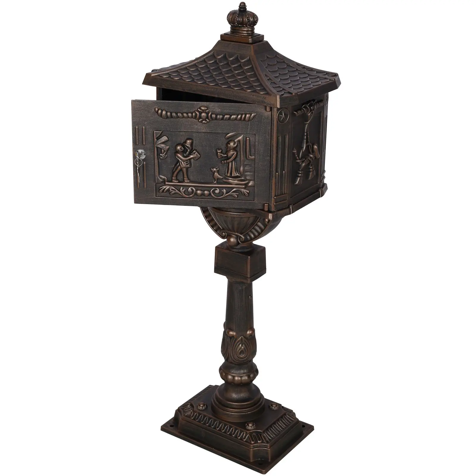 DB Modern Cast Aluminum Mailbox in Bronze Finish for Outdoor Postal ...