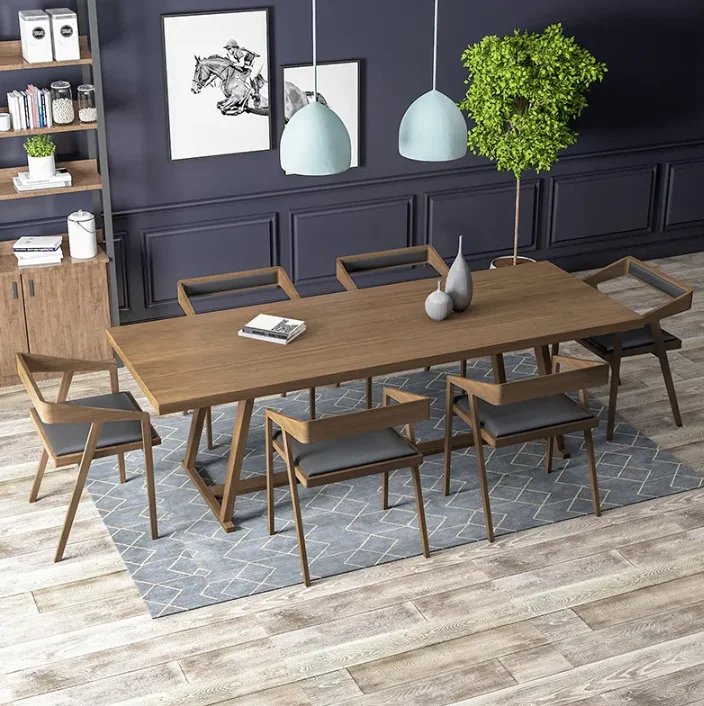 Modern Style Wooden Dining Table With Wooden Rectangular Dining Table ...