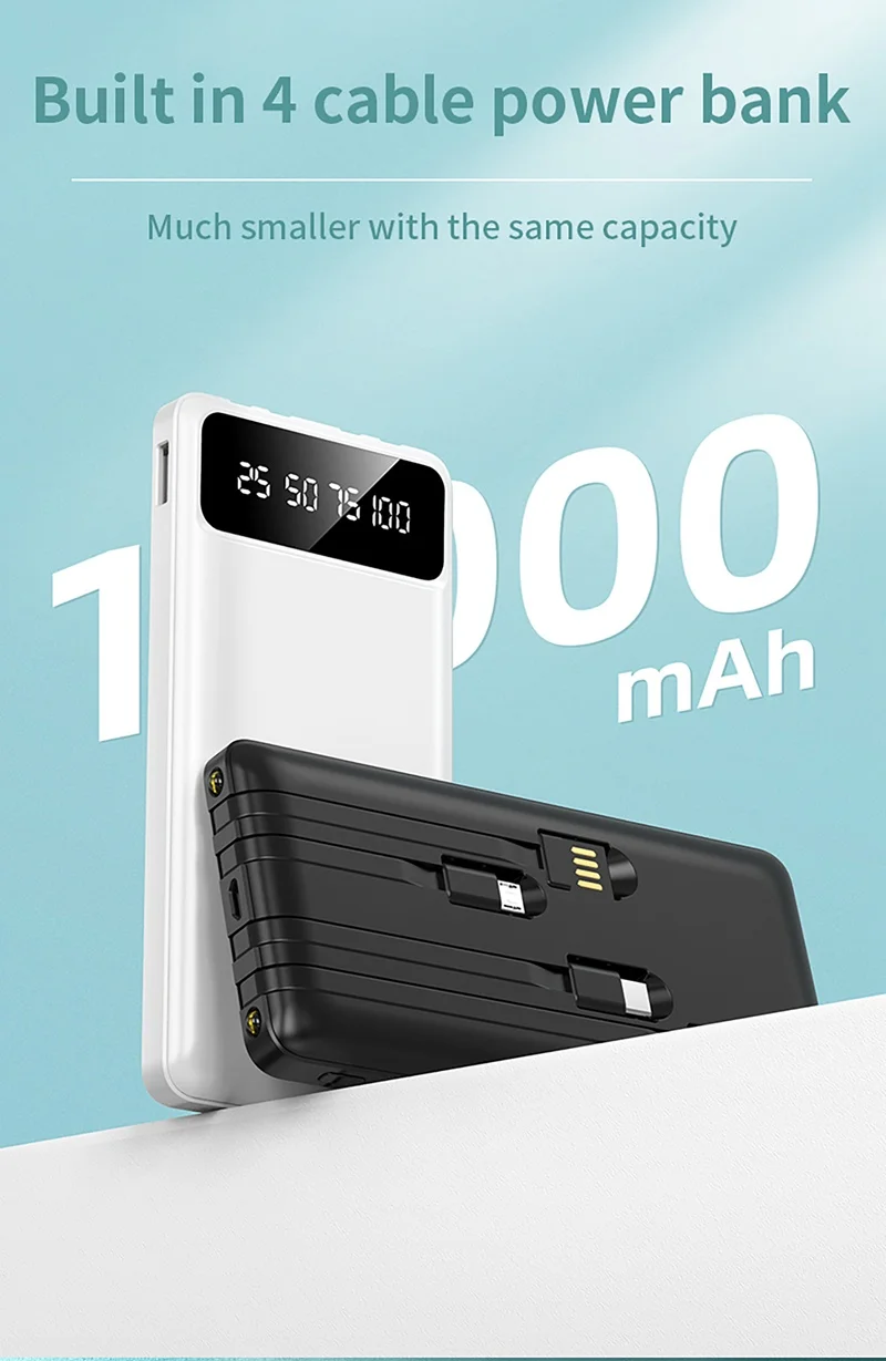 3 in 1 Mini Power Bank 10000mah Slim Portable Charger Power Bank with ...