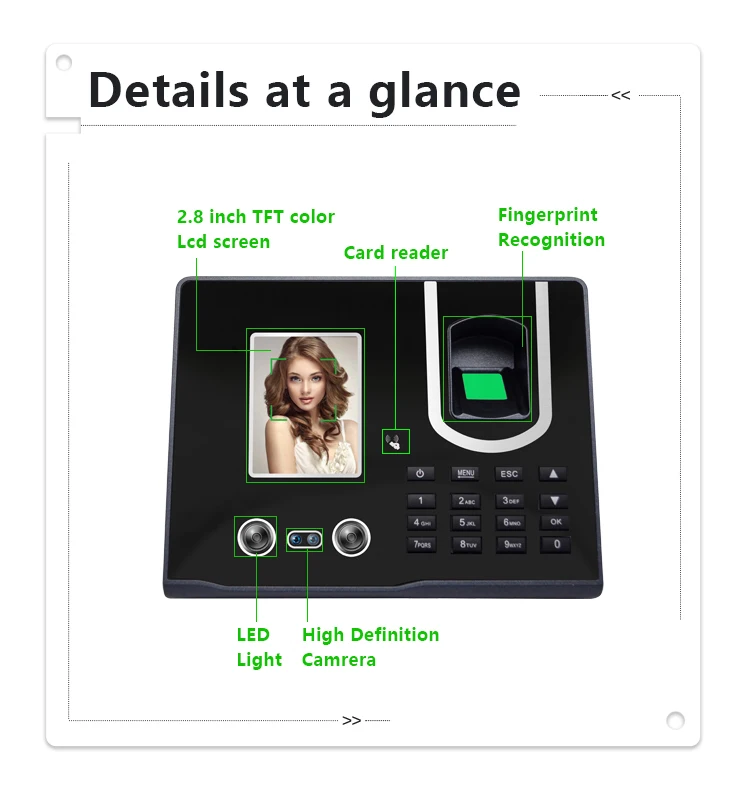 Ebkn Time Attendance Clock Biometric Facial Recognition Attendance System Employee Office Device ...